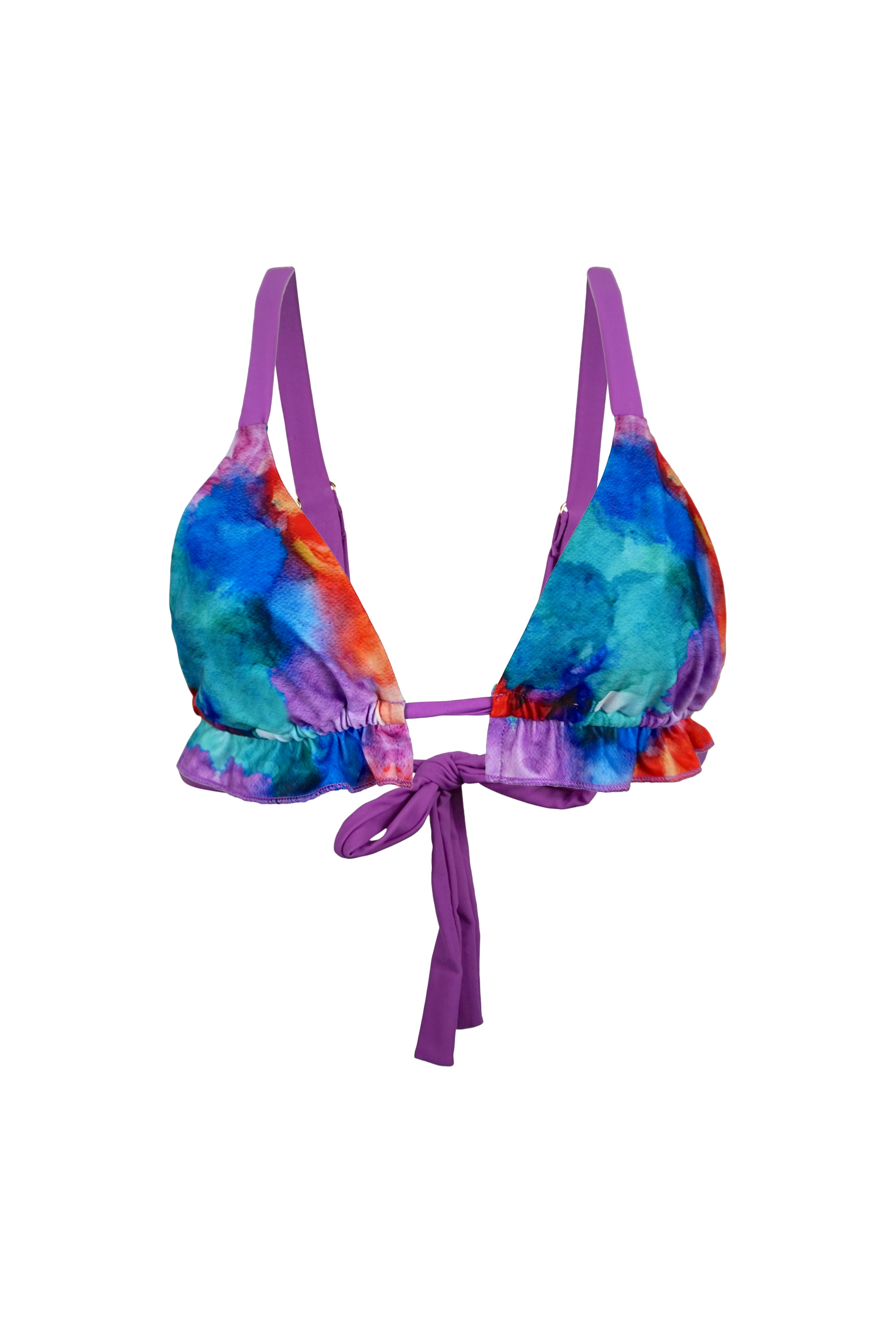 Tahiti Ruffle Bikini Top | Tie Dye Print | Salty Bottom Swim